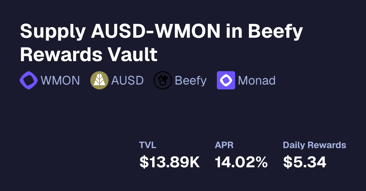Merkl | Supply AUSD-WMON in Beefy Rewards Vault